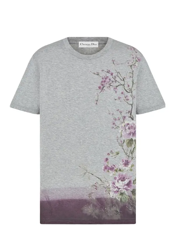 Dior T-shirt With Botanical Print - Gray