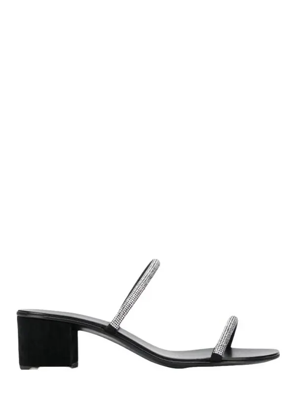 GIUSEPPE ZANOTTI Embellished Patent Leather Mules - Black