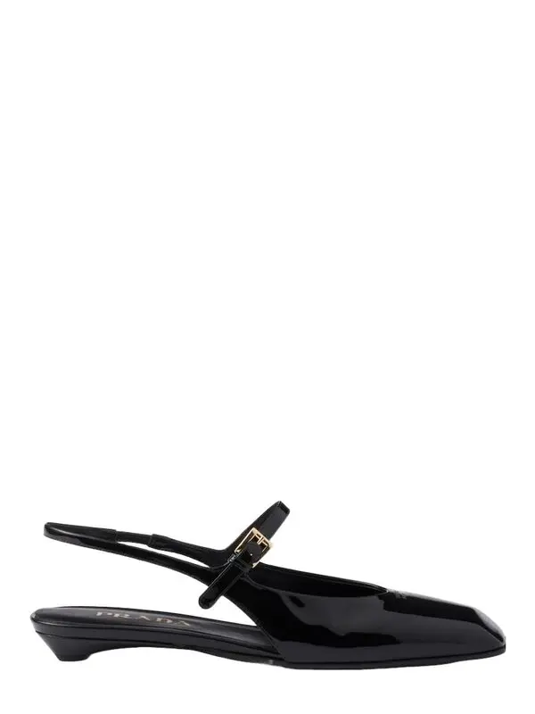 Prada Square-toe Slingback Ballerina - Black