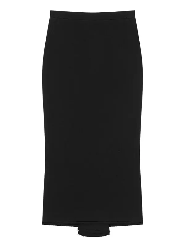 Givenchy Midi Kickback Skirt In Wool - Black