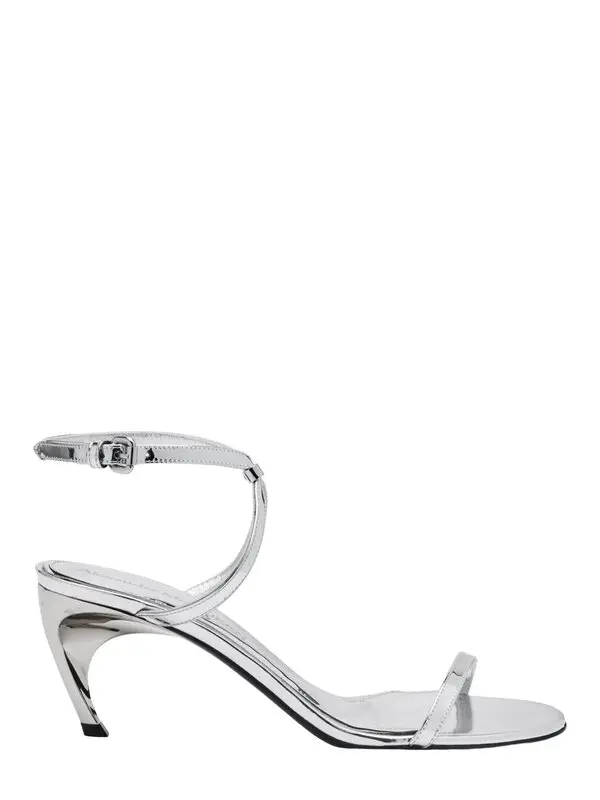 Alexander McQueen Silver Ankle Strap Heeled Sandals - White