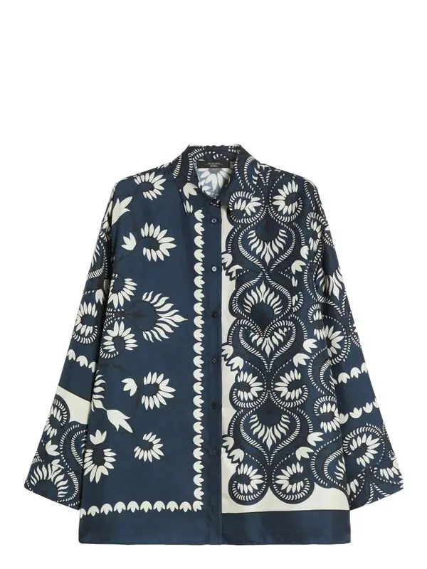 Max Mara Printed Silk Shirt - Blue