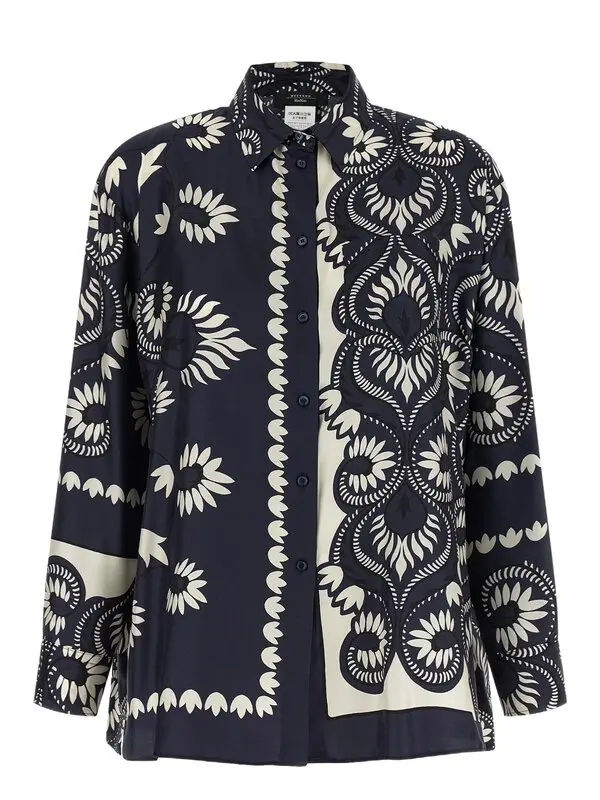 Max Mara Printed Silk Shirt - Blue