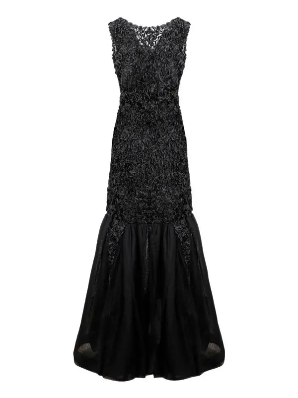 Alberta Ferretti Sleeveless Tulle Panelled Maxi Dress - Black