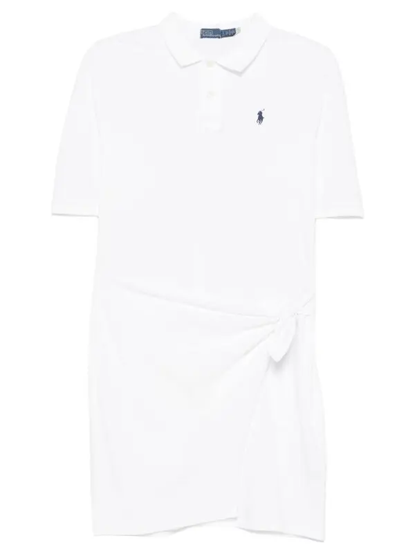 Polo Ralph Lauren Logo Embroidered Knotted Mini Dress - White