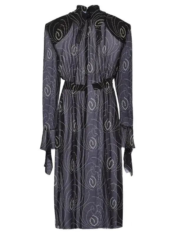 Prada Geometric Printed Midi Dress - Black