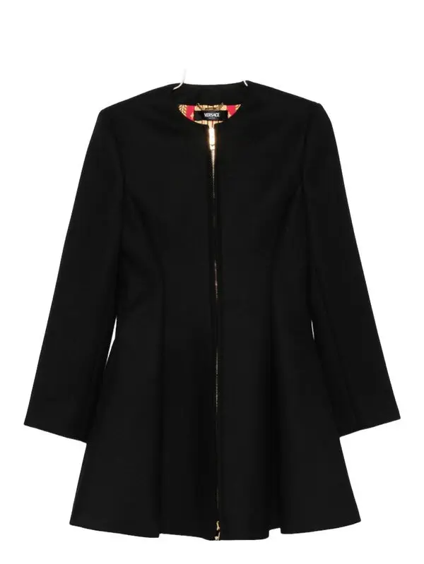 Versace Long-sleeved Zip-up Coat - Black