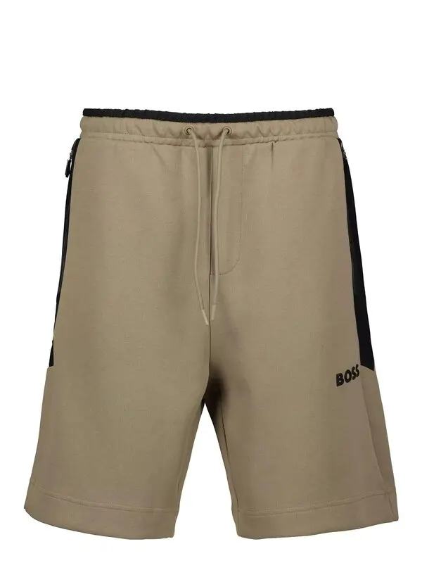 Hugo Boss Drawstring Lacing Shorts With Zippered Pockets - Greige