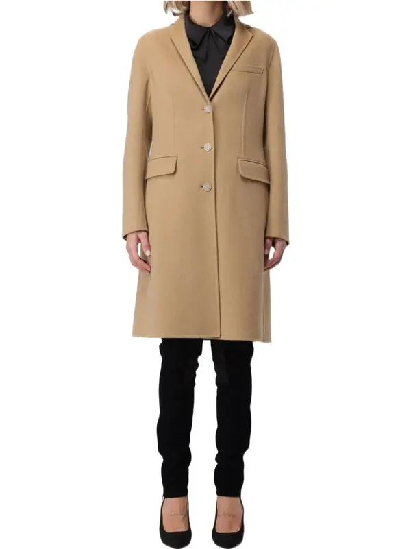 Emporio Armani Classic Lapel Long-sleeved Coat - Nude
