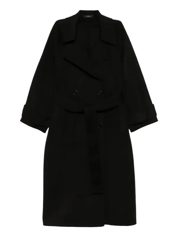 JOSEPH Double-breasted Long-sleeved Coat With Belt - Black