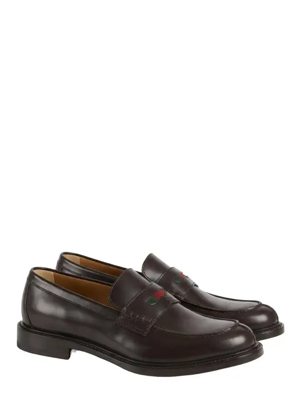 Gucci Web-stripe Leather Loafers - Black