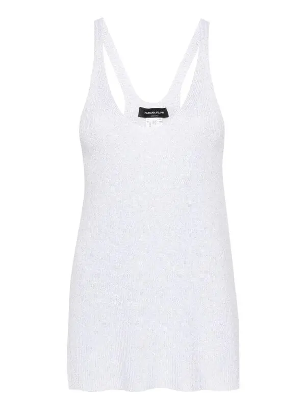 Fabiana Filippi Sleeveless Knit Top With Logo Detail - White
