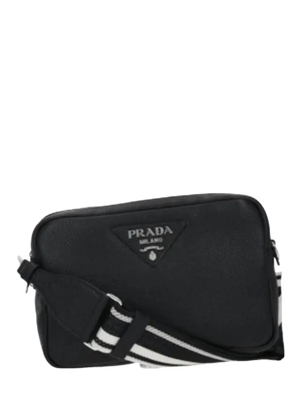 Prada Logo Zip-up Shoulder Bag - Black