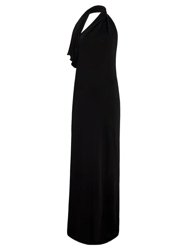 Khaite Roza Maxi Dress With Integrated Scarf Detail - Black