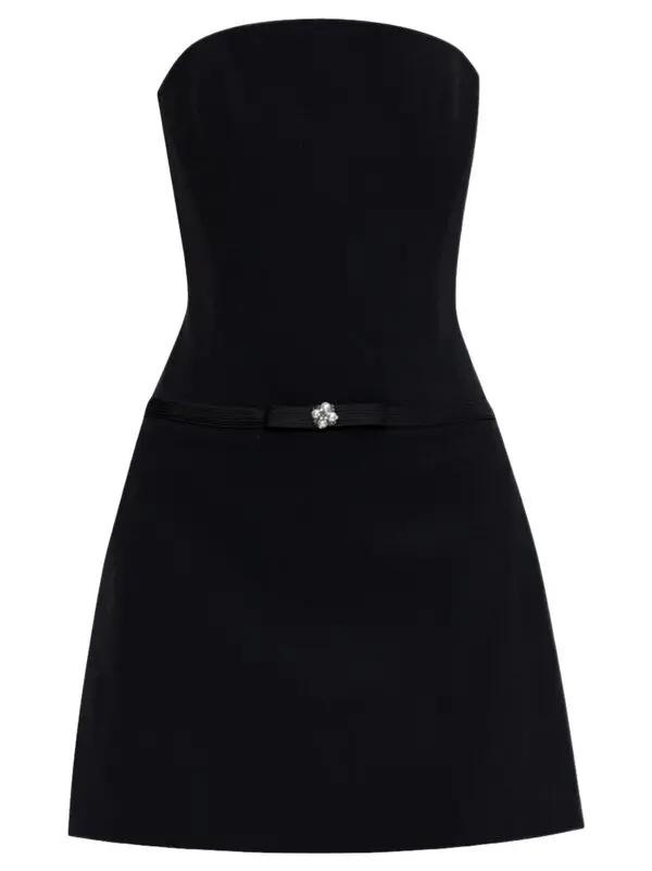 Versace Strapless Mini Dress With Embellished Bow Detail - Black