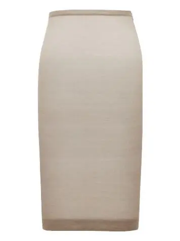 Saint Laurent Wide Hem Pencil Skirt - Taupe