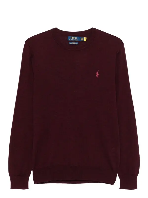 Polo Ralph Lauren Embroidered Crewneck Jumper - Cla Wine