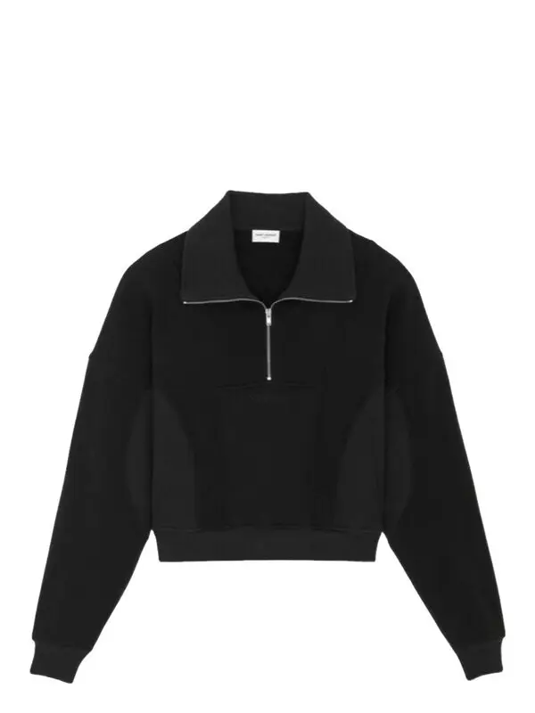 Saint Laurent Embroidered Organic Cotton Velvet Sweatshirt - Black