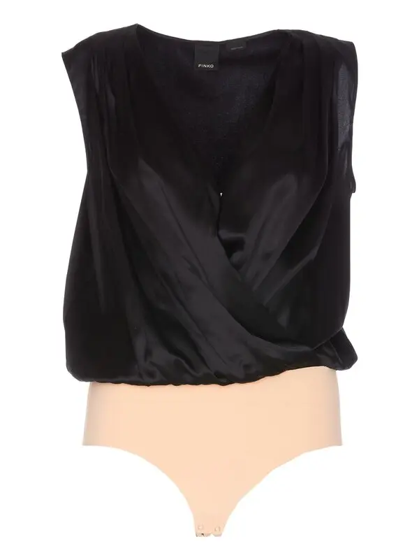 Pinko Ines Sleeveless V-neck Bodysuit - Black