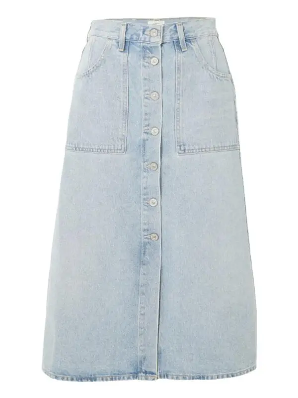 Citizens Of Humanity Anouk Denim A-line Midi Skirt - Gray