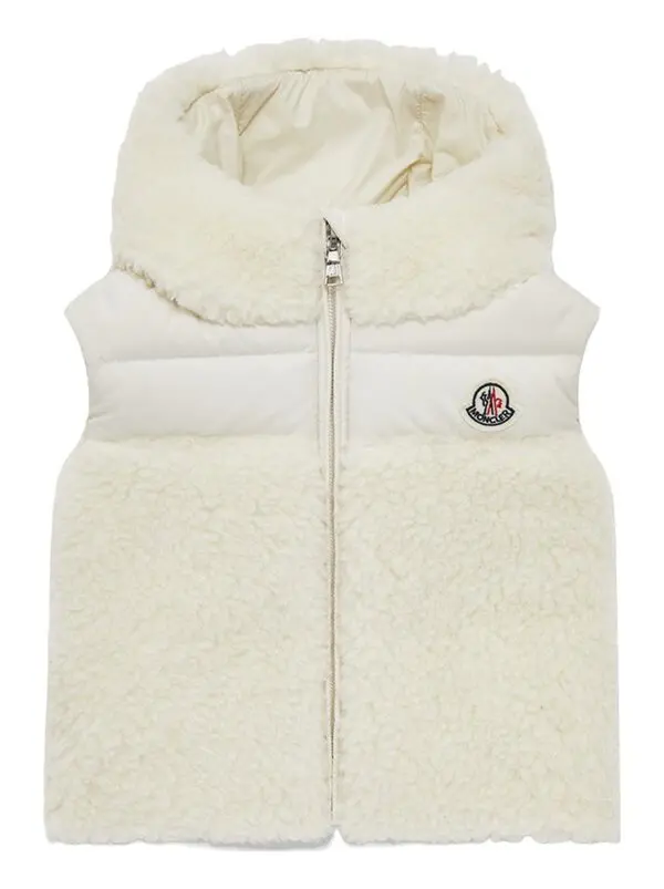 Moncler Botha Logo Patch Down Vest With Hood - White