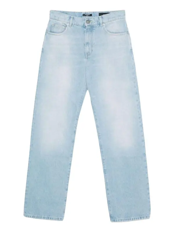 Balmain Straight Leg Washed Denim Jeans - No