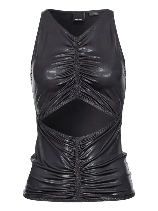 Pinko Cut-out Detail Lamé Top - Black