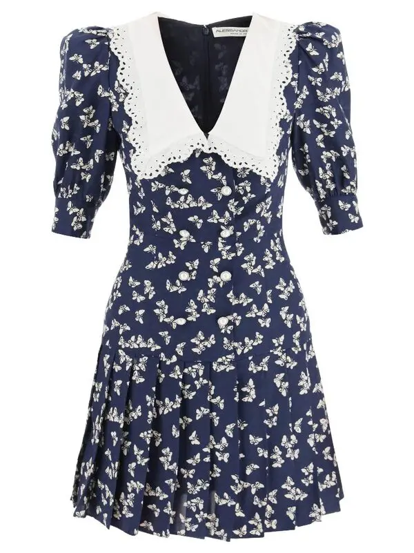 Alessandra Rich Butterfly Print Flared Minidress - Blue