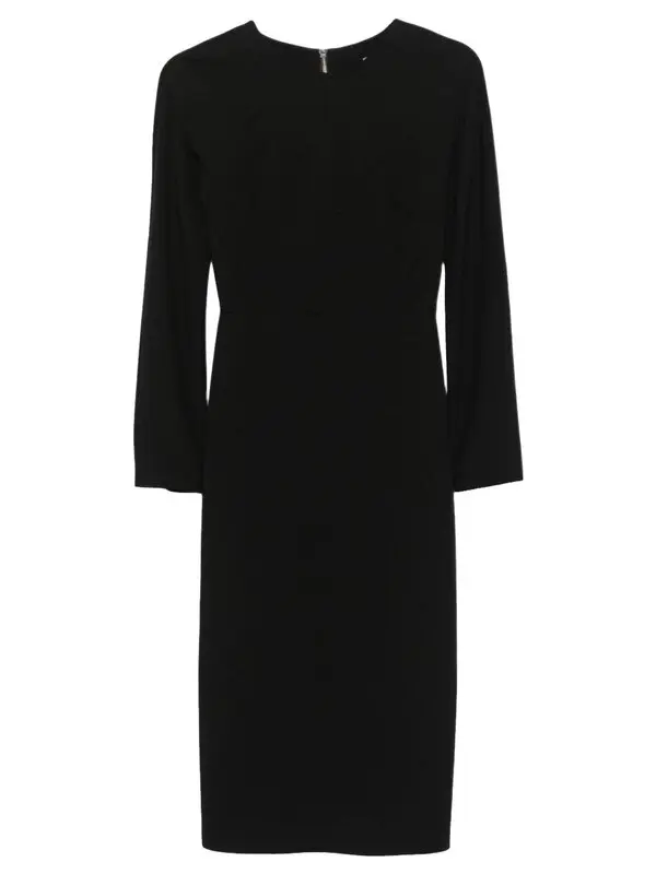 SEMICOUTURE Round Neck Long Sleeve Dress - Black