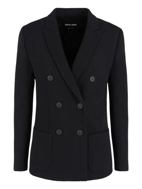 Giorgio Armani Double-breasted Stretch Blazer - Black