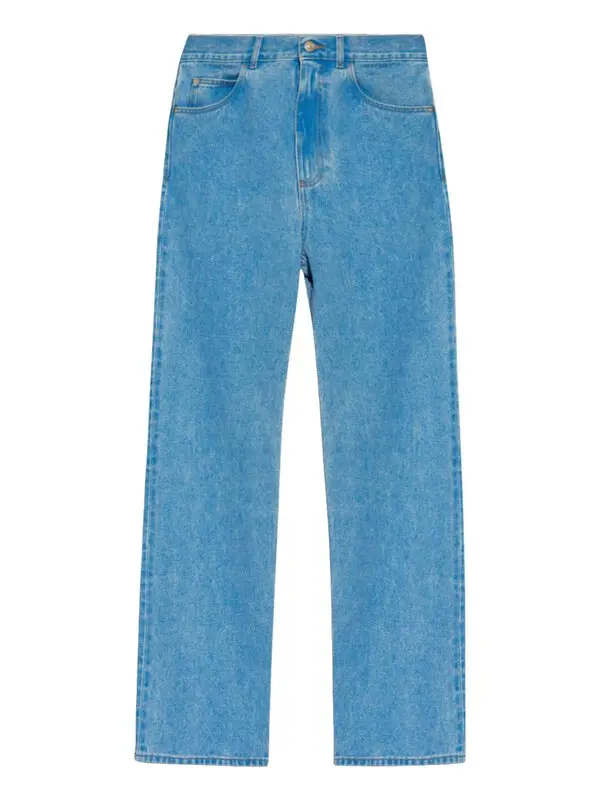 Marni Logo Patch Straight Leg Jeans - Blue