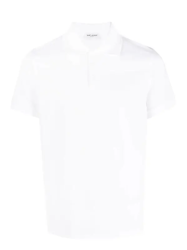 Saint Laurent Cassandre Logo Embroidered Polo Shirt - White