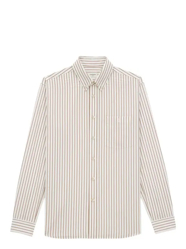 Saint Laurent Cassandre Striped Shirt - Light Brown