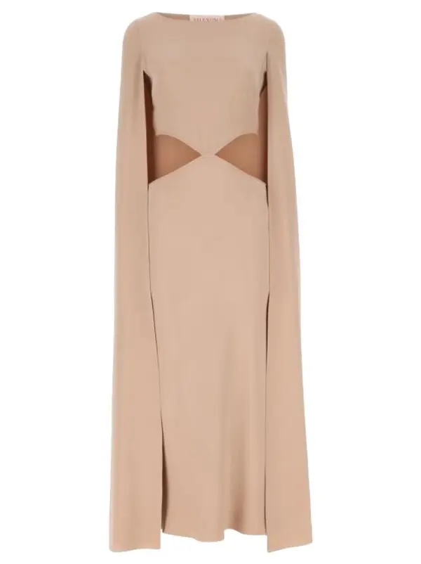 Valentino Garavani Cut-out Pleated Cape Dress - Nude