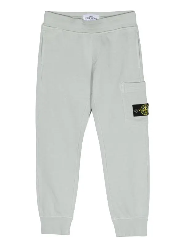 Stone Island Cotton Track Pants With Compass Badge - Pearl Gray