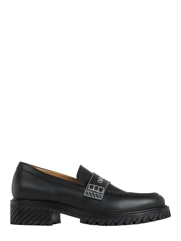 Off-White Military Logo-print Leather Loafers - Black