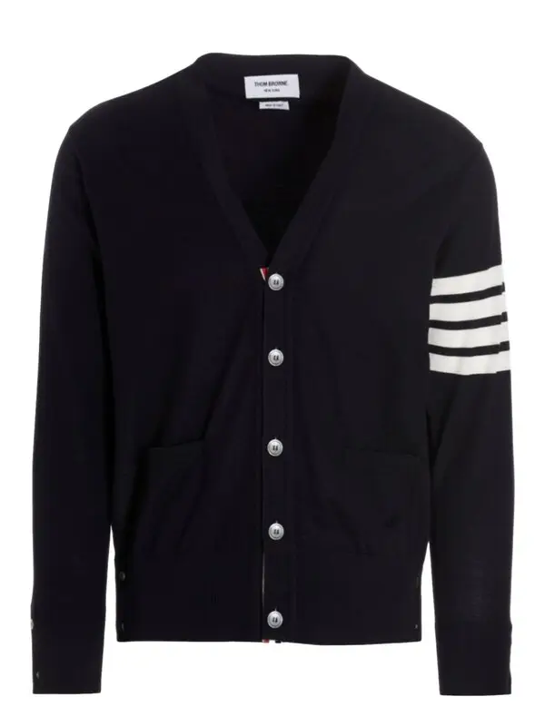 Thom Browne 4-bar V-neck Knitted Cardigan - No