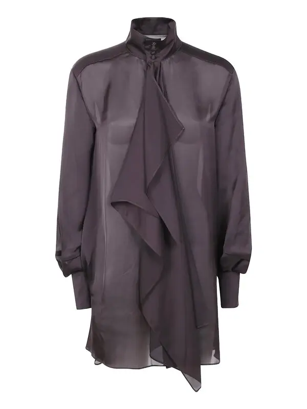 Sacai High-neck Ruffled Blouse - Brown