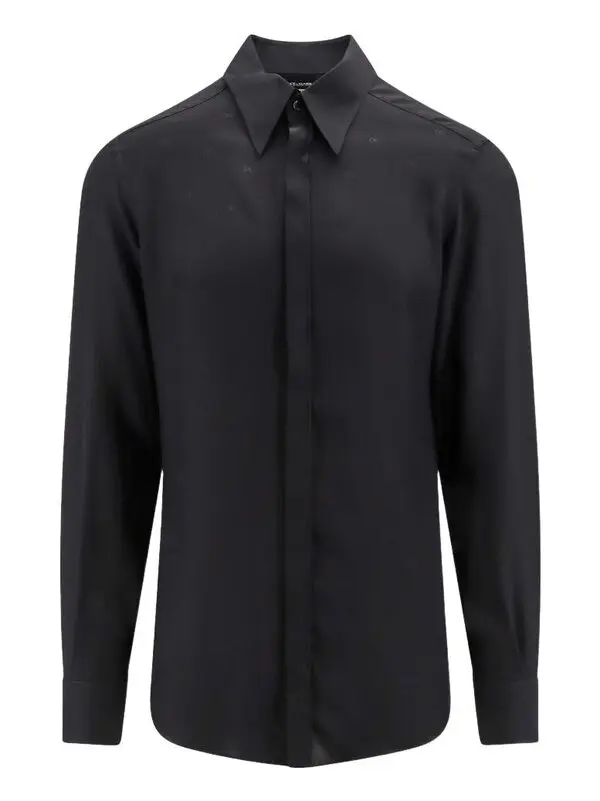 Dolce & Gabbana Dolce Gabbana Allover Monogram Long-sleeved Shirt - Black