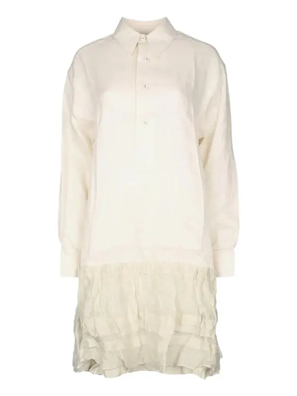 Prada Long-sleeved Collared Dress - Ivory