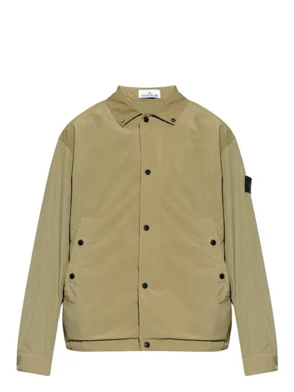 Stone Island Logo Patch Buttoned Jacket - Green