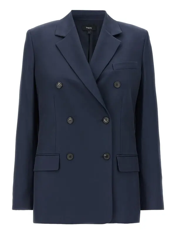 Theory Double-breasted Straight Hem Blazer - Black
