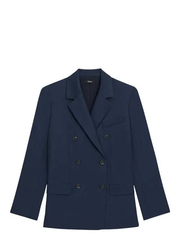 Theory Double-breasted Straight Hem Blazer - Blue