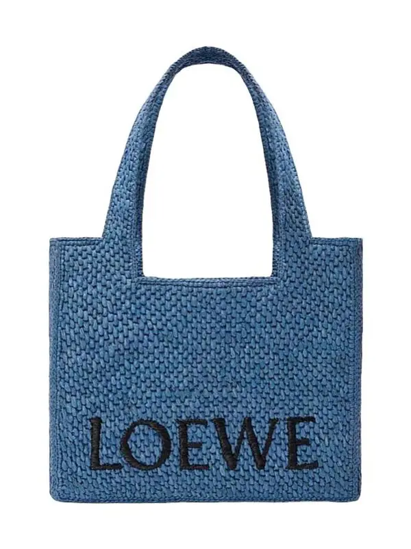 Loewe Woven Tote Bag With Removable Shoulder Strap - Light Blue