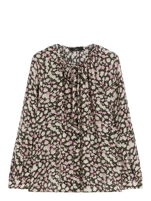 Max Mara Printed Silk Shirt With Bow Detail - Multicolor