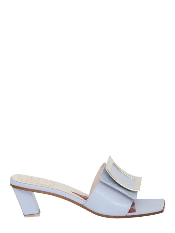 ROGER VIVIER Love Buckle Mules In Patent Leather - Purple