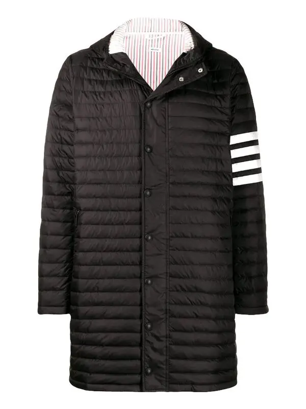Thom Browne 4-bar Hooded Down Coat - Black
