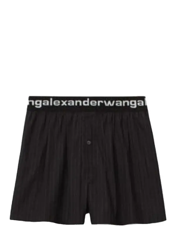 Alexander Wang Logo Waistband Pinstriped Shorts - Black