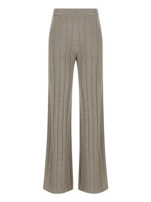 Loro Piana Rib Knitted Wide-leg Casual Pants - Gray