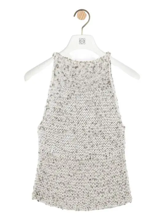 Loewe Off-the-shoulder Top With Hand-woven Anagram Sequins - White